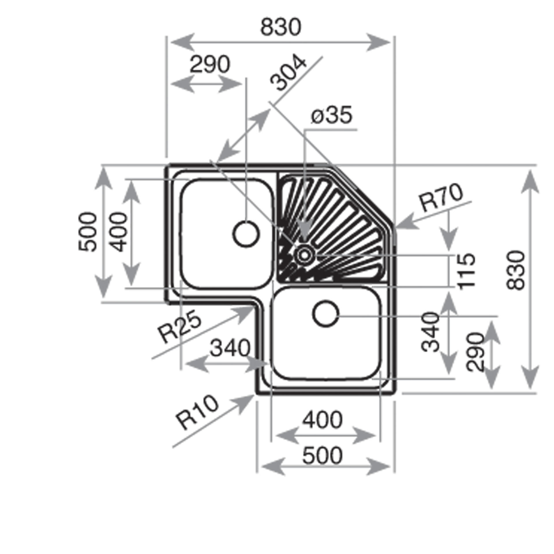 FREGADERO ANGULAR 2C SF (10118005)