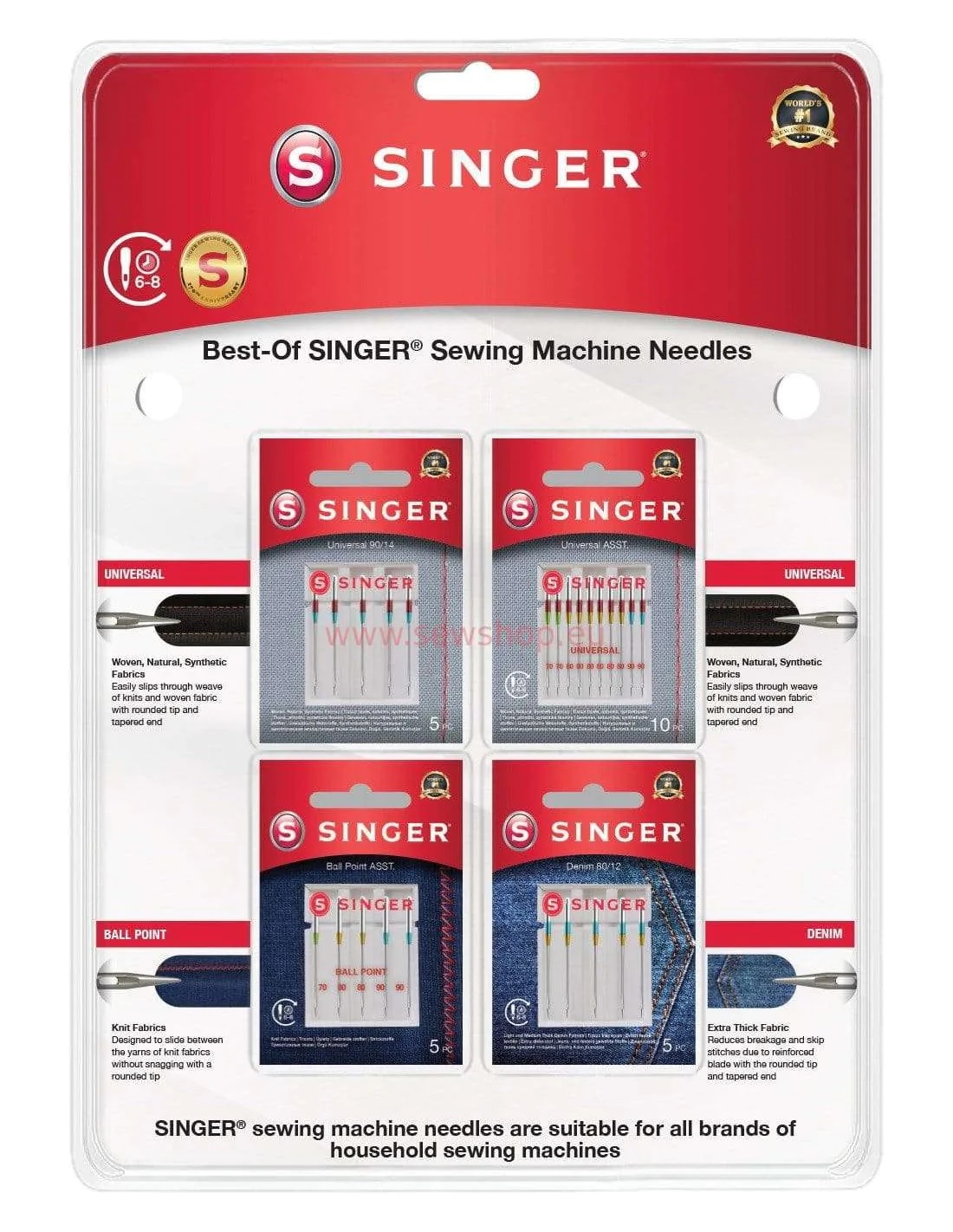 Blister Agujas Maquina coser Singer 25 agujas